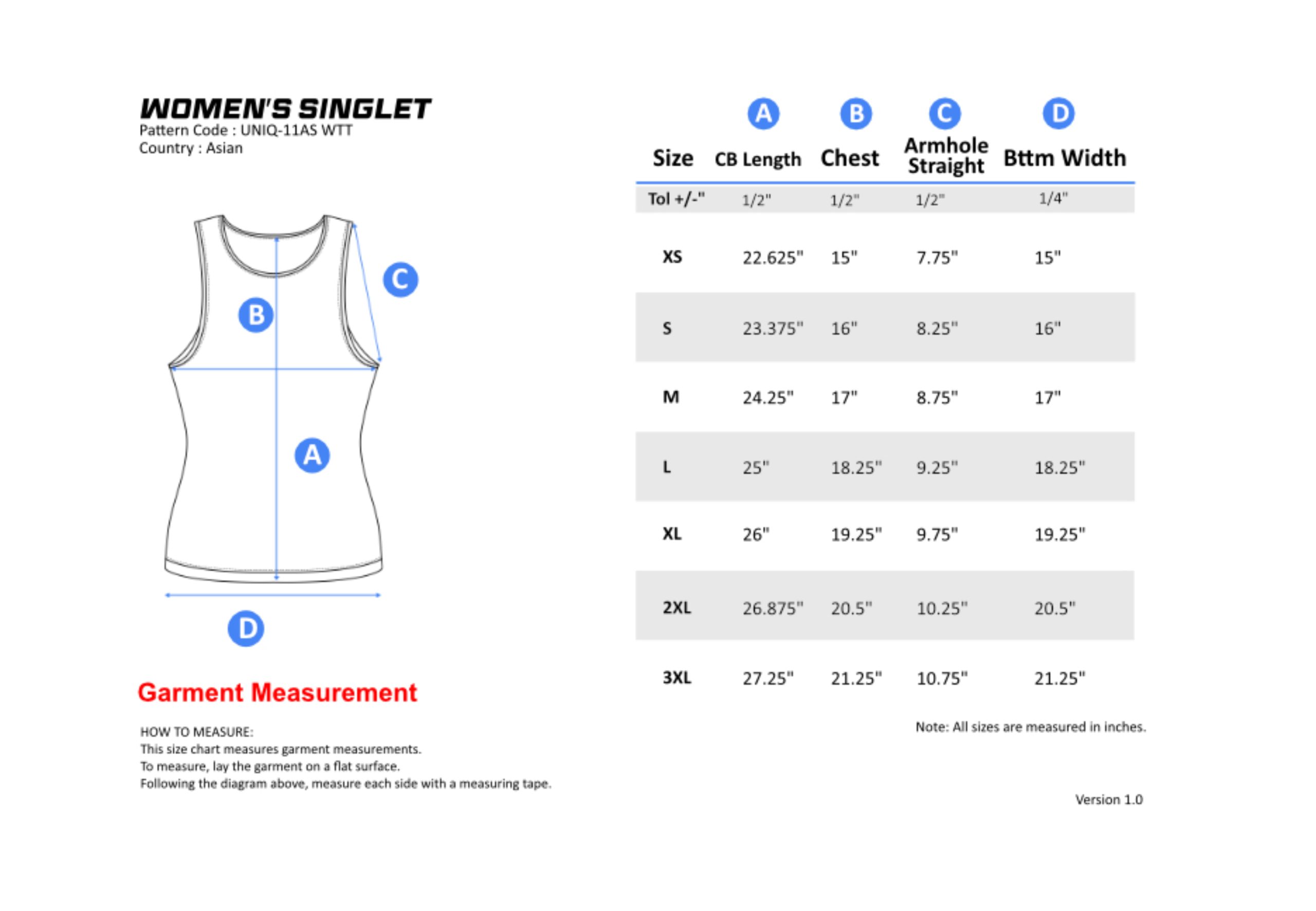 Size Chart - Imprint PH